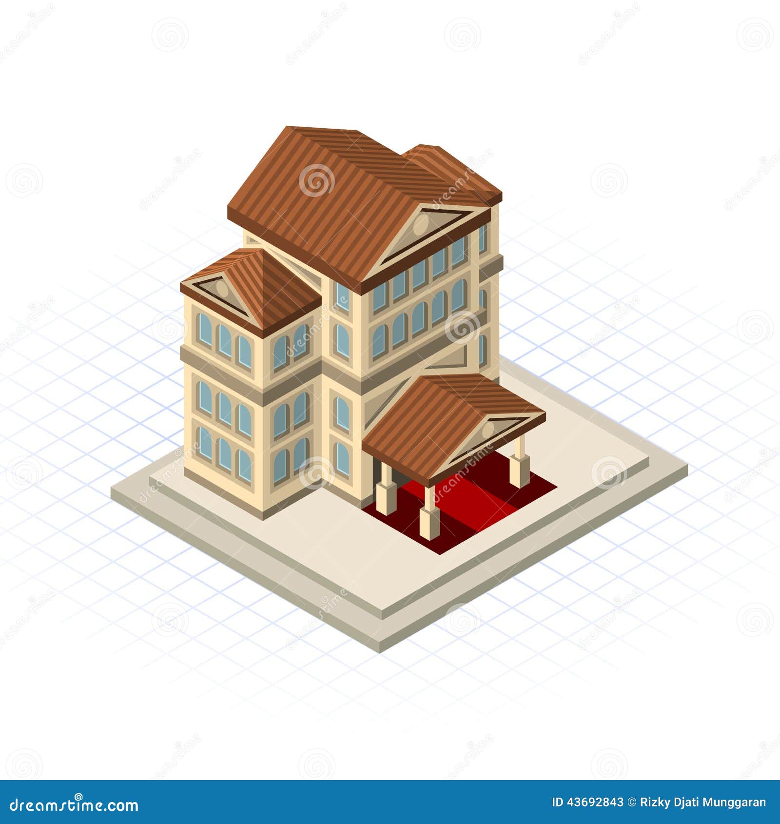 Isometric Bank Building Vector Illustration Stock Vector - Illustration ...