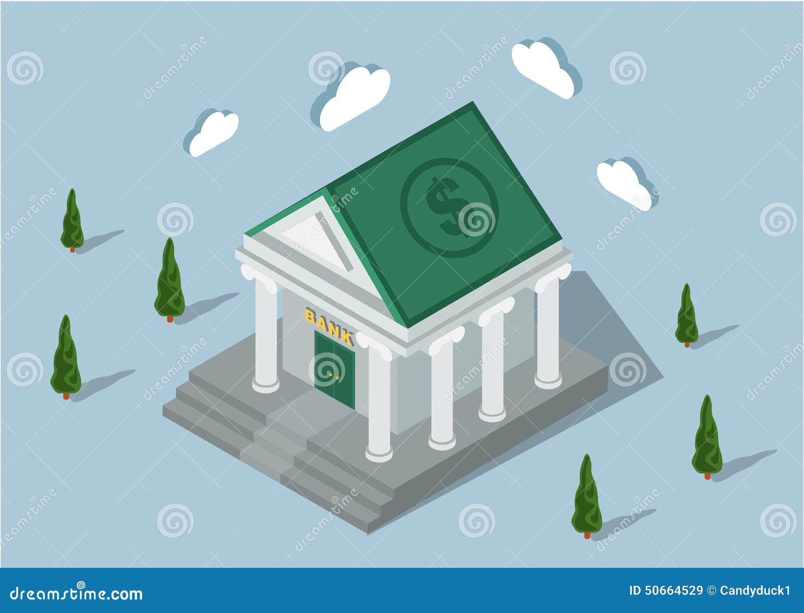 Isometric bank stock vector. Illustration of blue, business - 50664529