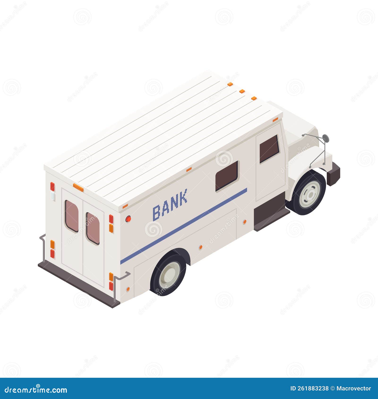 Isometric Bank Van stock vector. Illustration of safe - 261883238