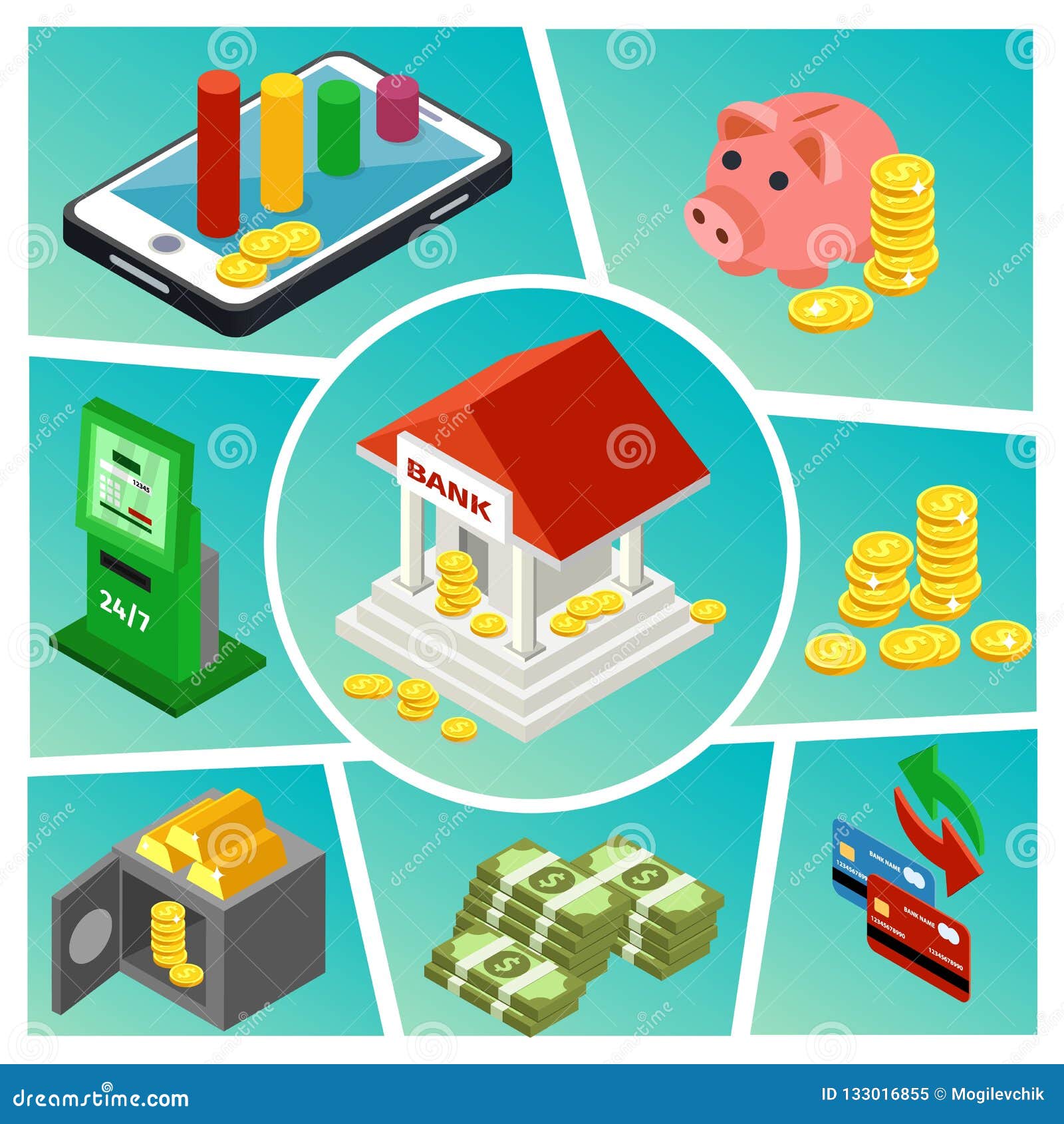 Isometric Banking and Finance Composition Stock Vector - Illustration ...