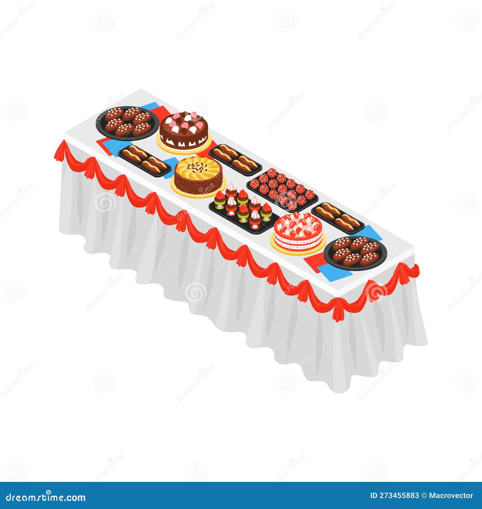 Isometric Banquet Table stock vector. Illustration of dessert - 273455883
