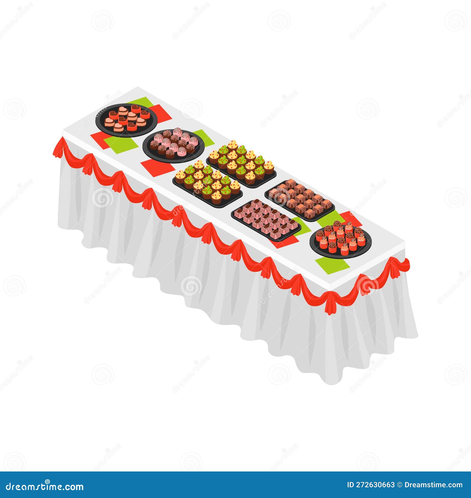 Isometric Banquet Table stock vector. Illustration of starter - 272630663