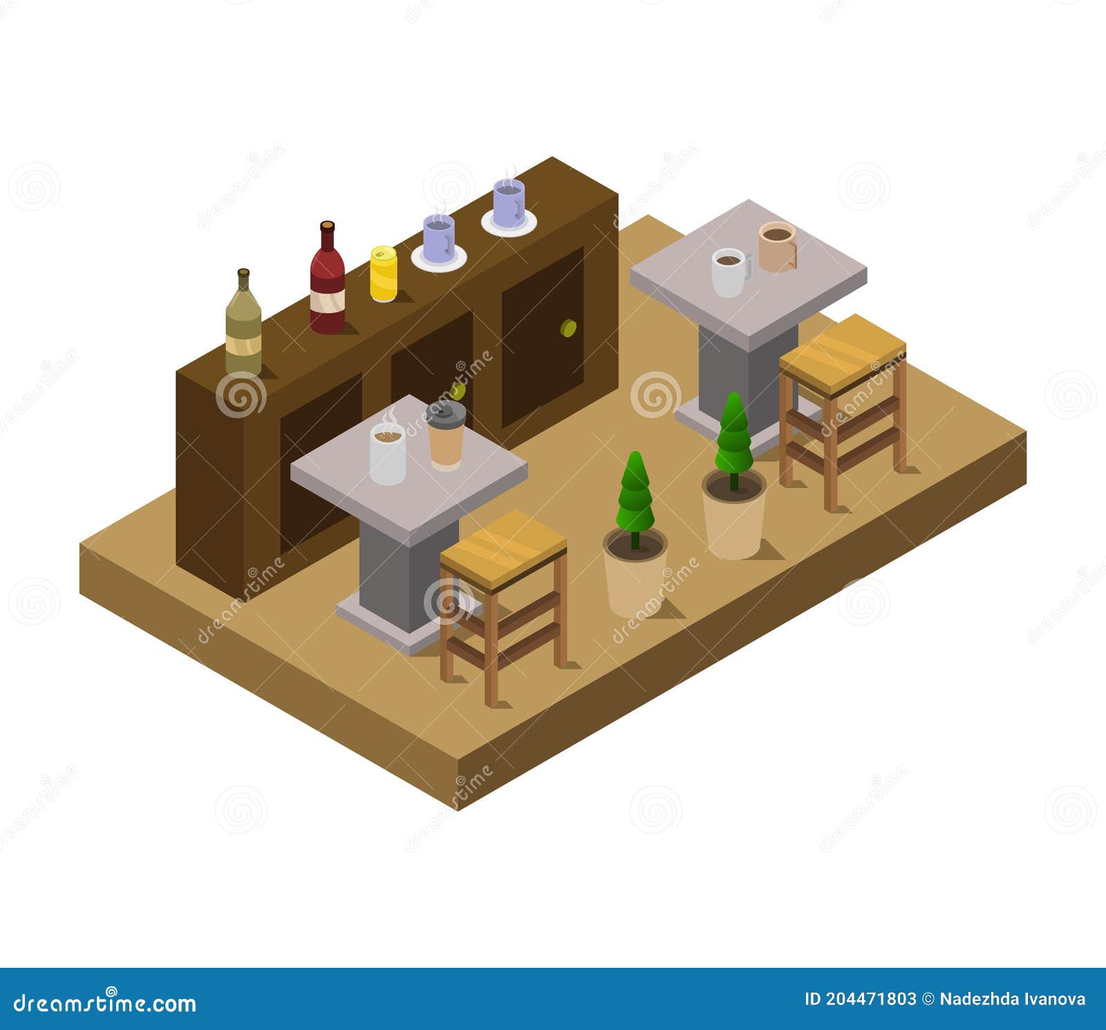 Isometric Bar on White Background Vector Graphic Illustration. Stock ...