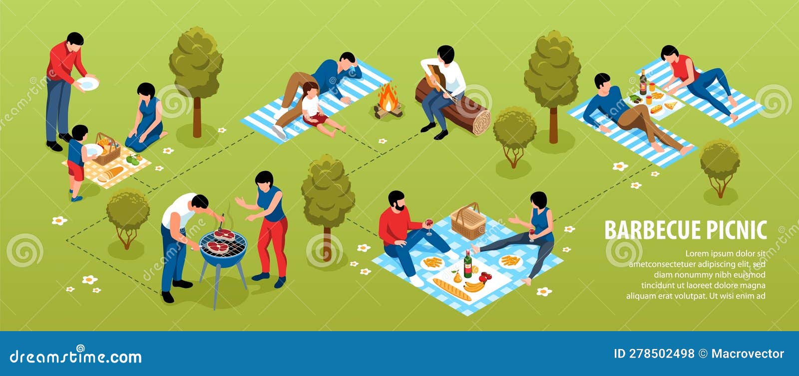 Isometric Barbecue Flowchart Stock Vector - Illustration of summer ...