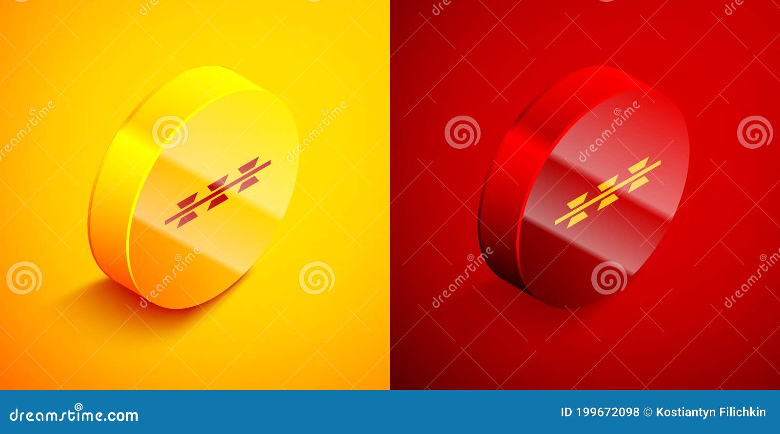 Isometric Barbed Wire Icon Isolated on Orange and Red Background ...