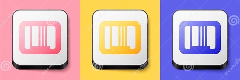 Isometric Barcode Icon Isolated on Pink, Yellow and Blue Background ...