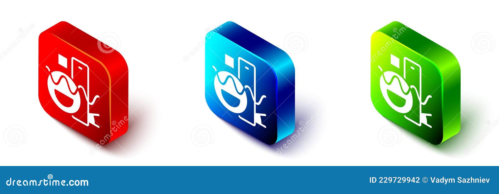 Isometric Basic Geometric Shapes Icon Isolated on White Background. Red ...