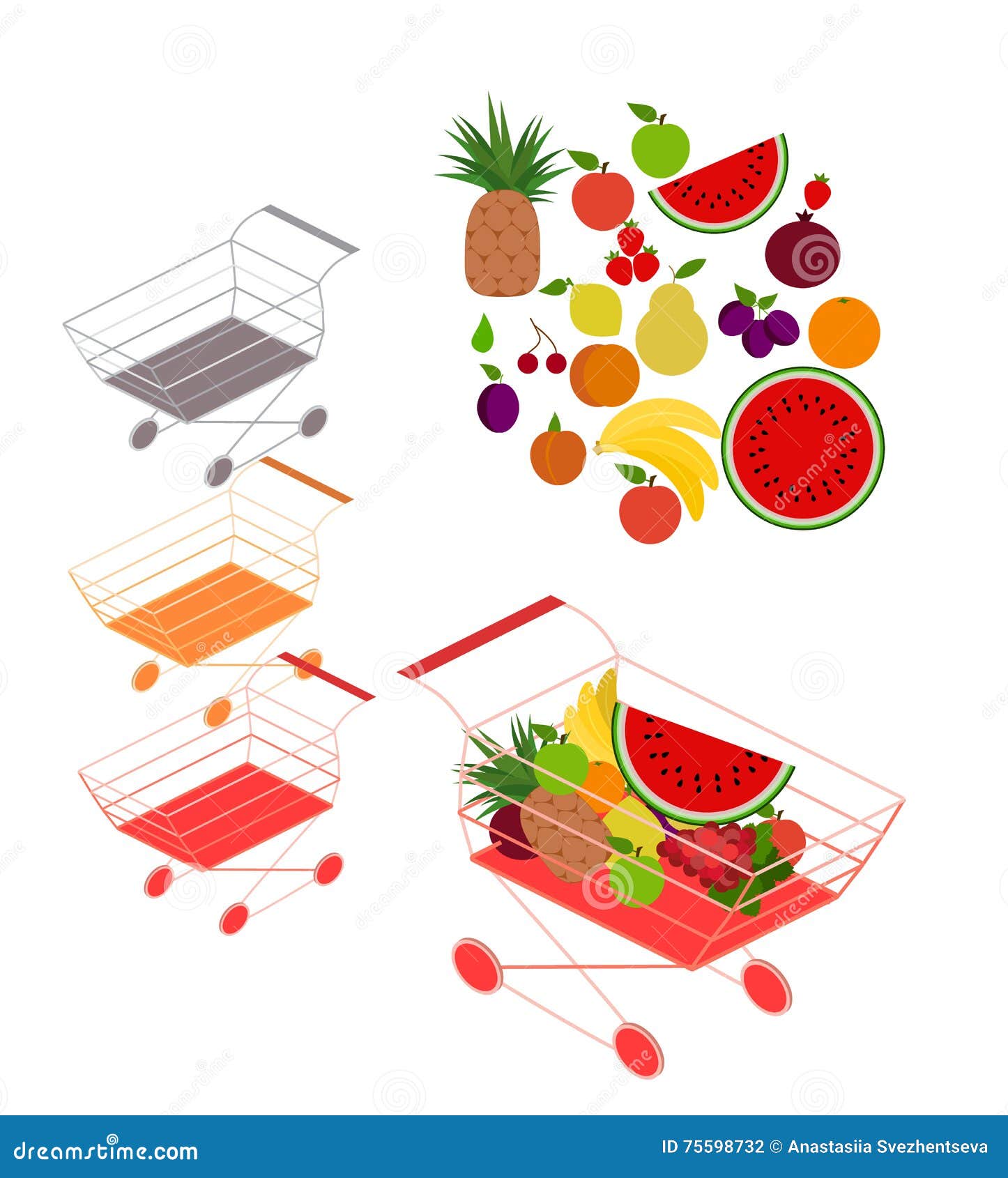 Isometric basket with food stock illustration. Illustration of ...