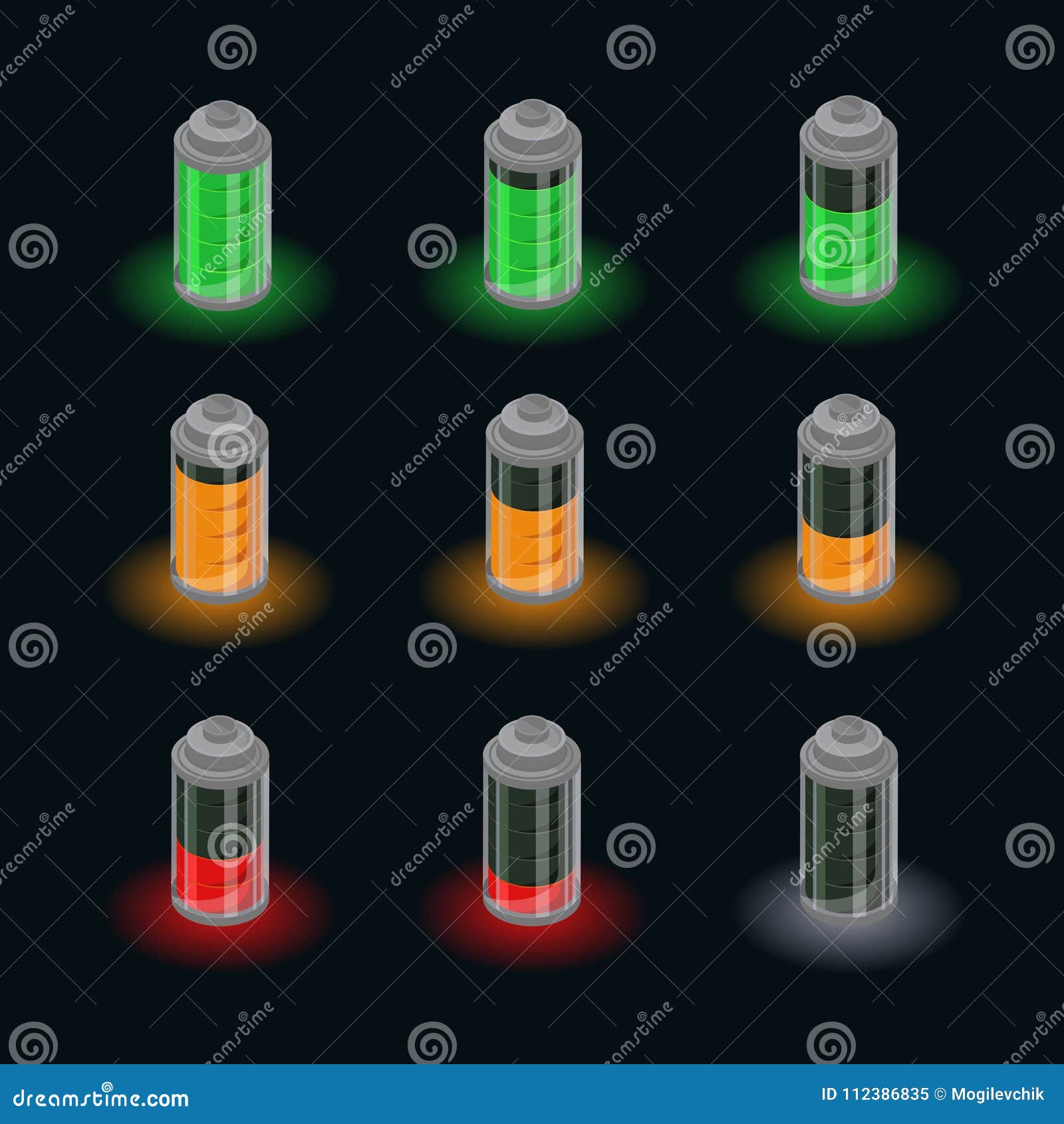 Isometric 9V Battery Isolated On White Background. Nine Volt Battery ...