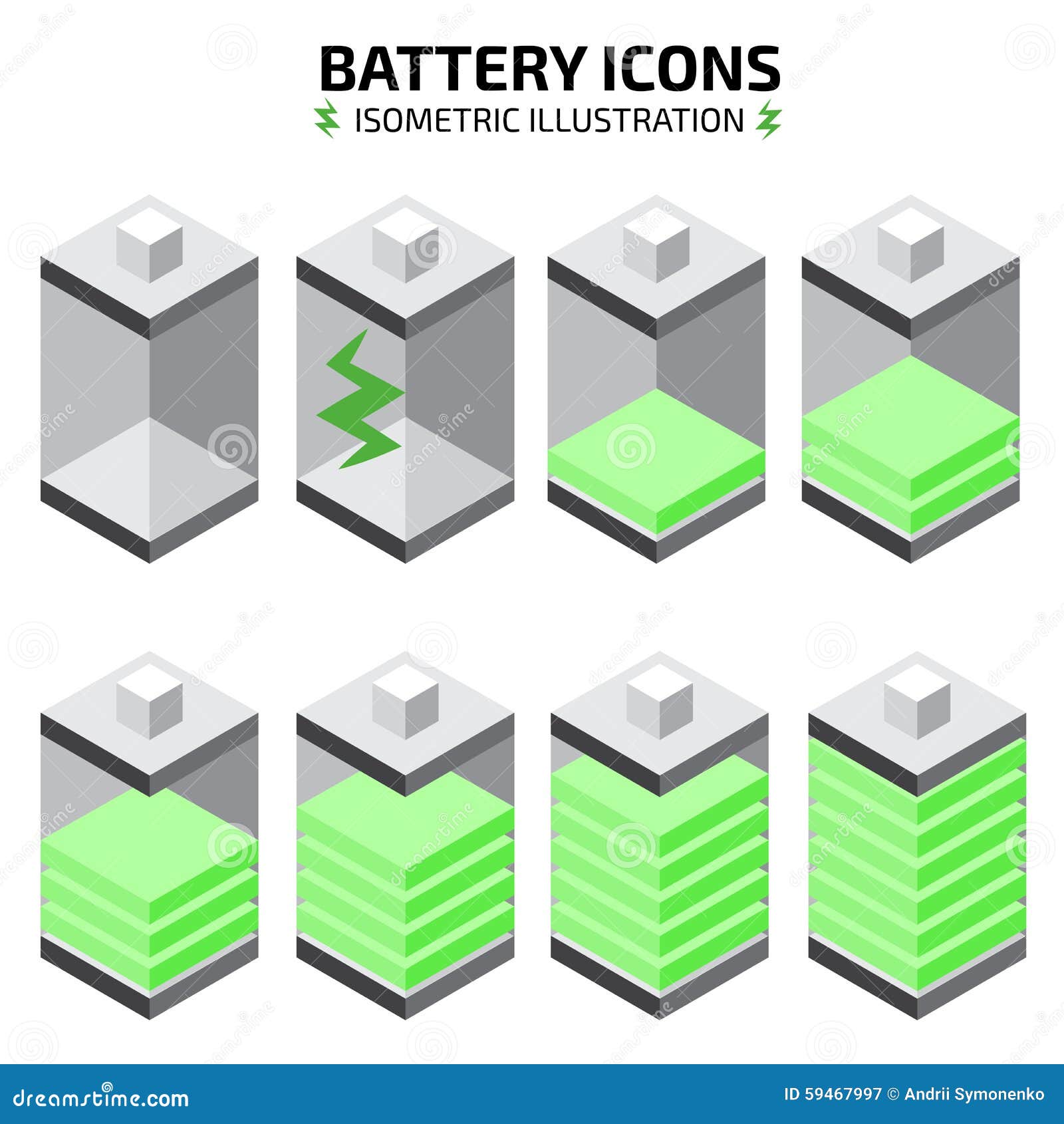Isometric 9V Battery Isolated On White Background. Nine Volt Battery ...