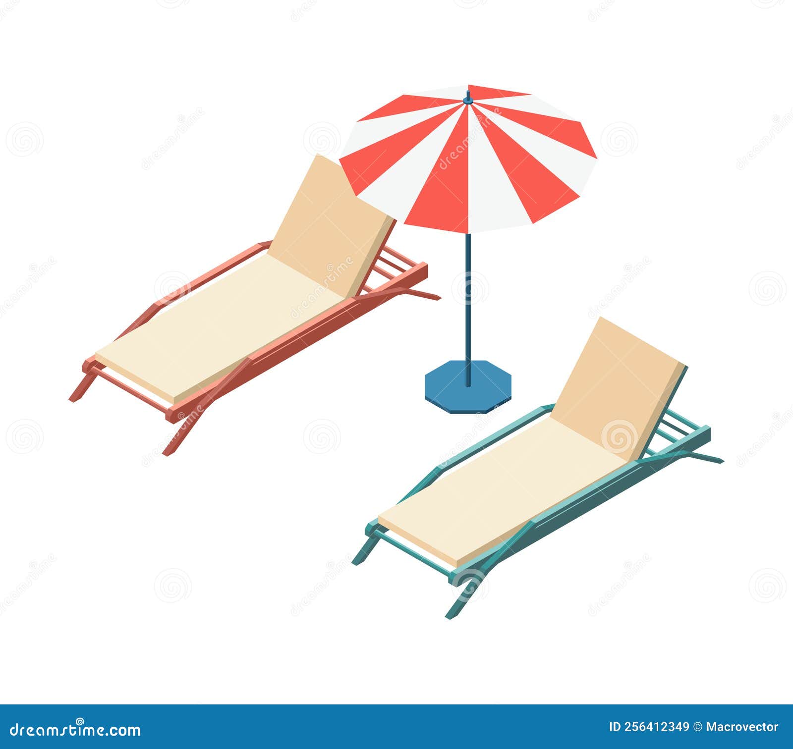Isometric Beach Lounges stock vector. Illustration of relaxation ...