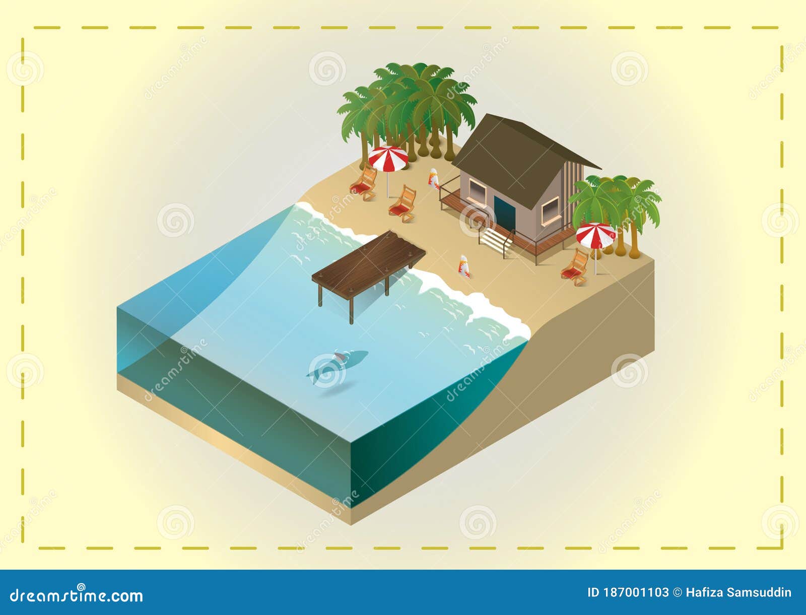 Isometric Beach. Vector Illustration Decorative Design Stock Vector ...