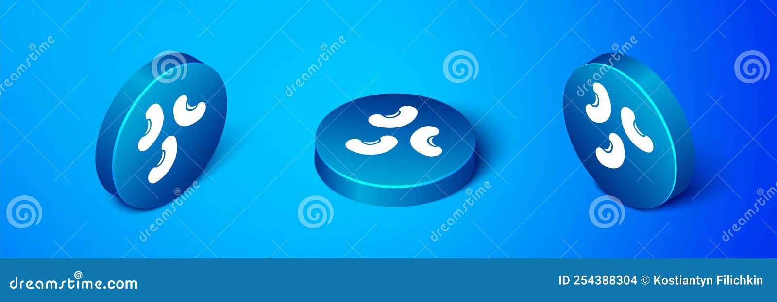 Isometric Beans Icon Isolated on Blue Background. Blue Circle Button ...