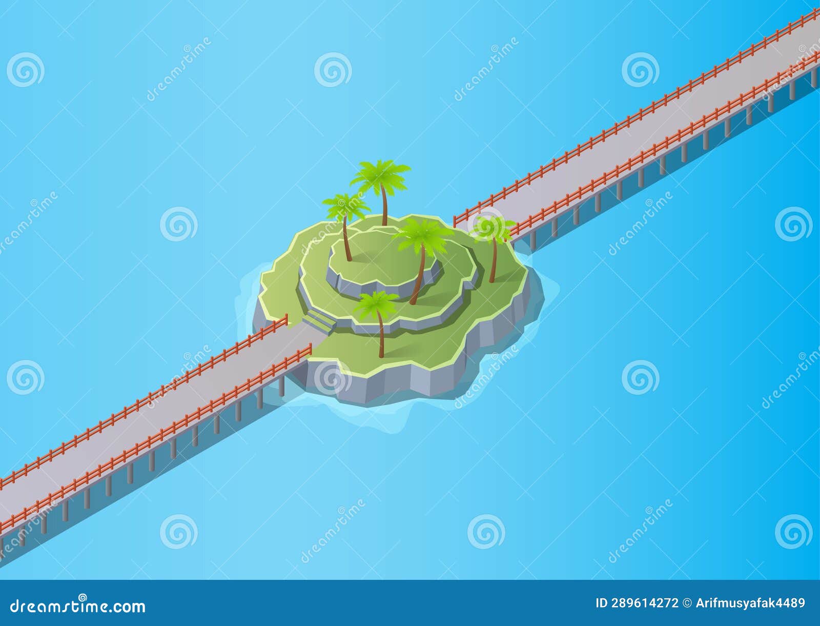Isometric Beautiful Island on the Sea Stock Vector - Illustration of ...