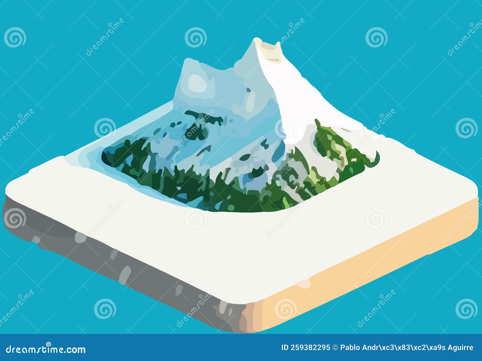 Isometric Beautiful Mountain Landscape Vector. Stock Vector - Illustration of concept, isometric ...