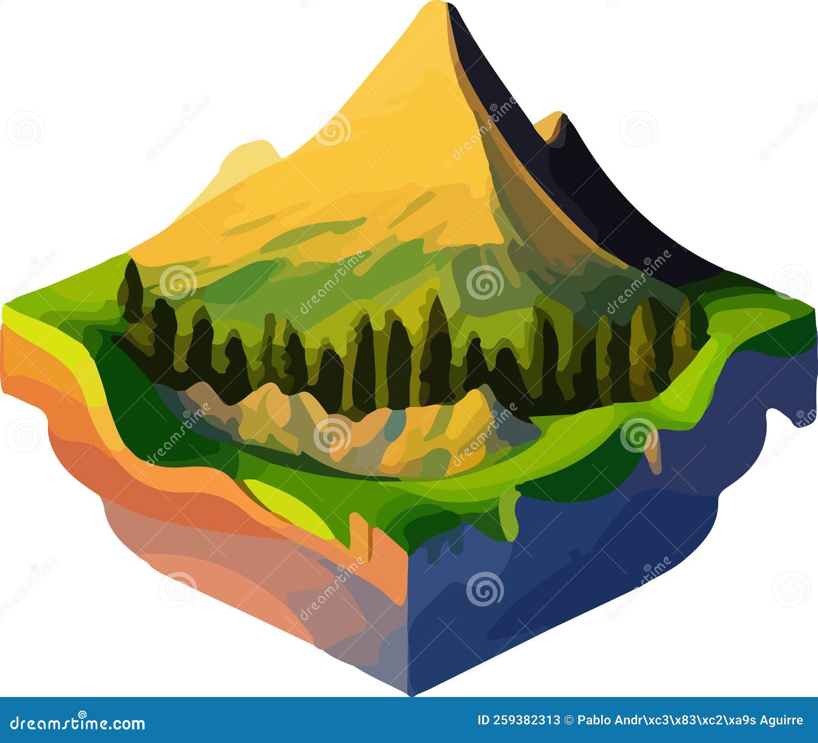 Isometric Beautiful Mountain Landscape Vector. Stock Vector - Illustration of travel, nature ...