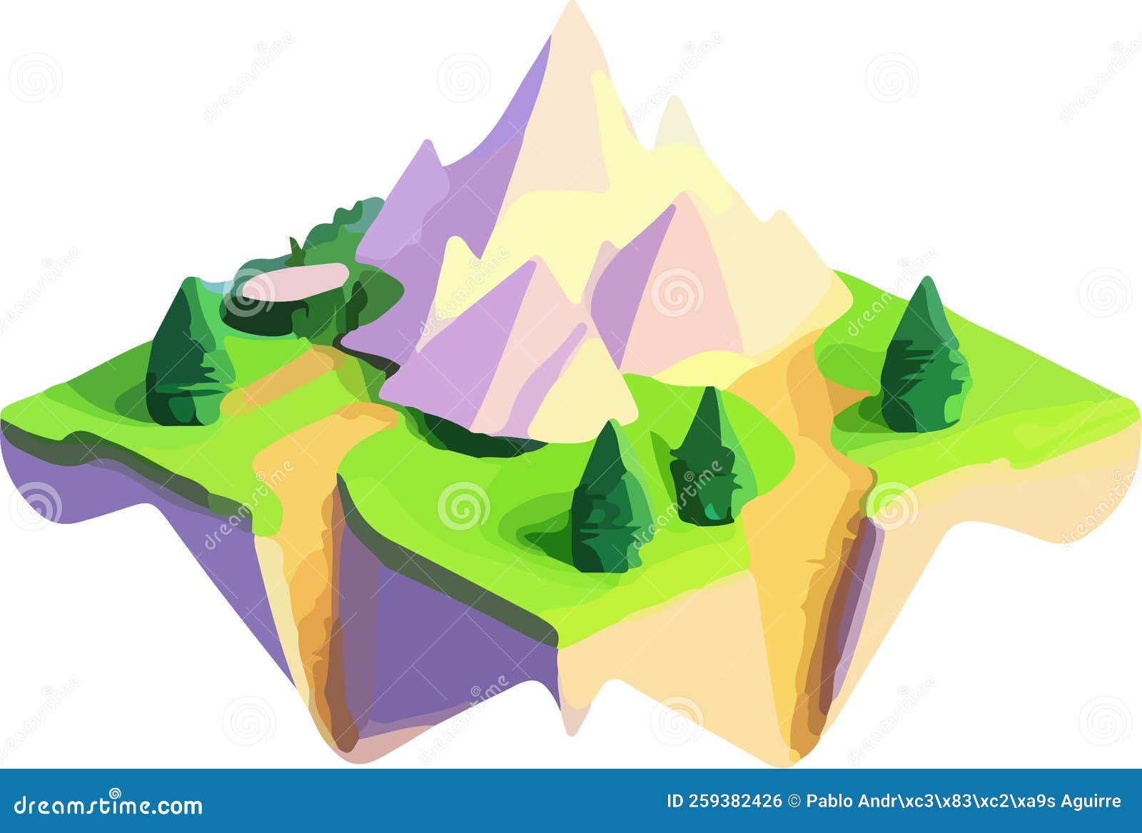 Isometric Beautiful Mountain Landscape Vector. Stock Vector ...