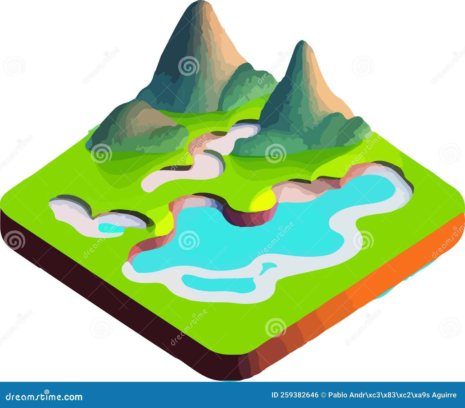 Isometric Beautiful Mountain Landscape Vector. Stock Vector - Illustration of high, concept ...