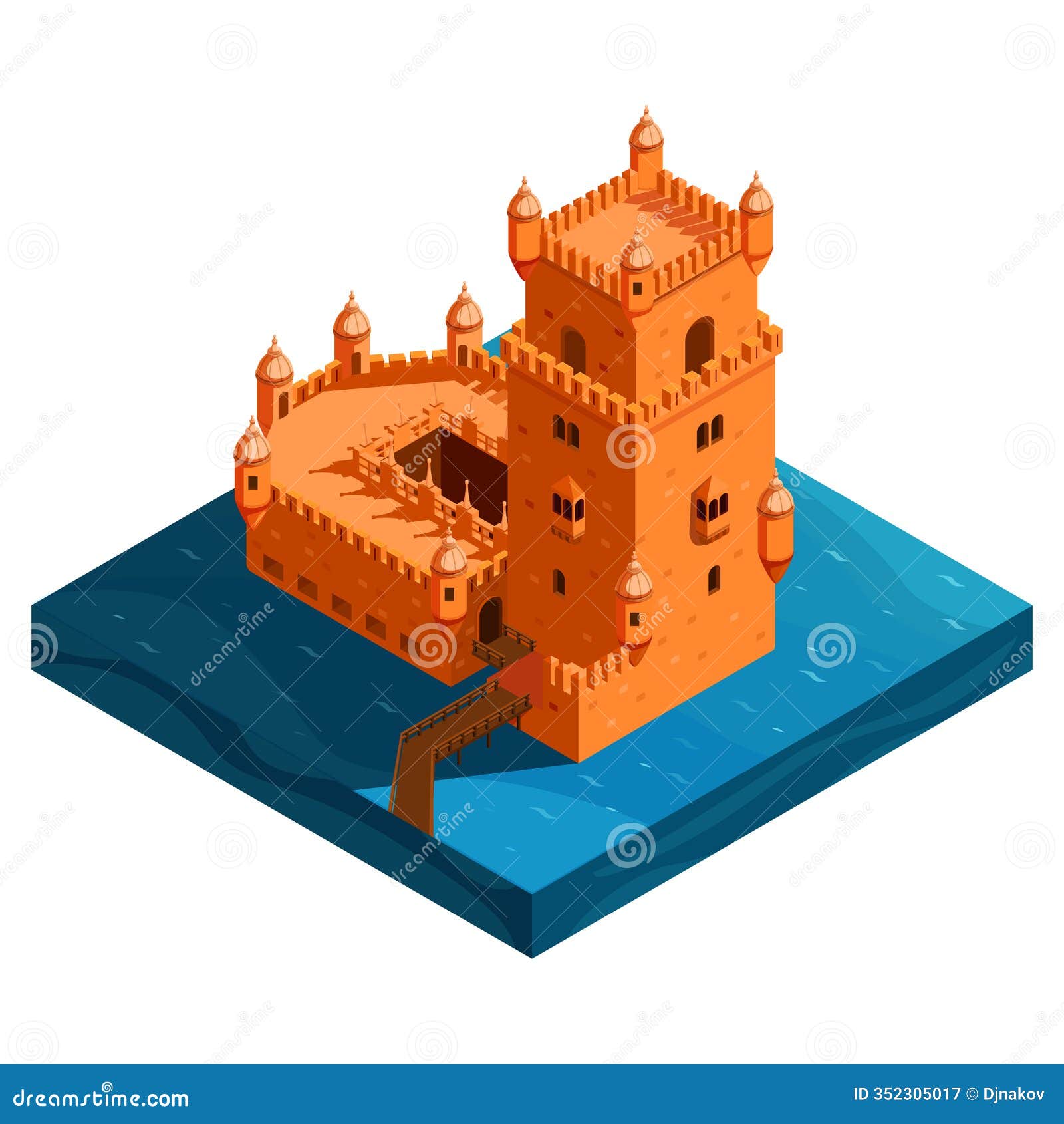 Belem Tower Vector Icon Isolated On White Background. Outline, Thin ...