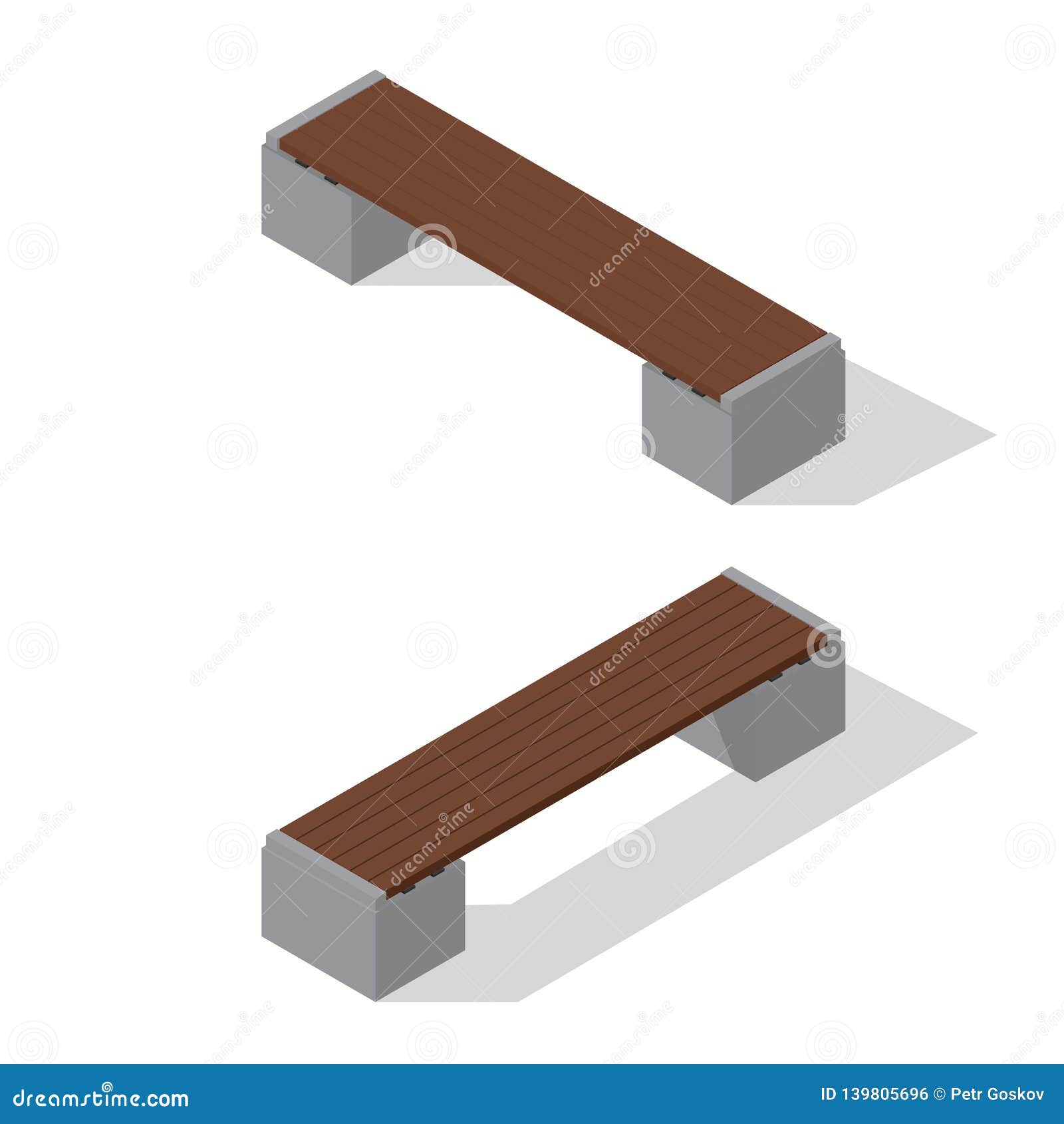 Isometric benches set stock vector. Illustration of brown - 139805696