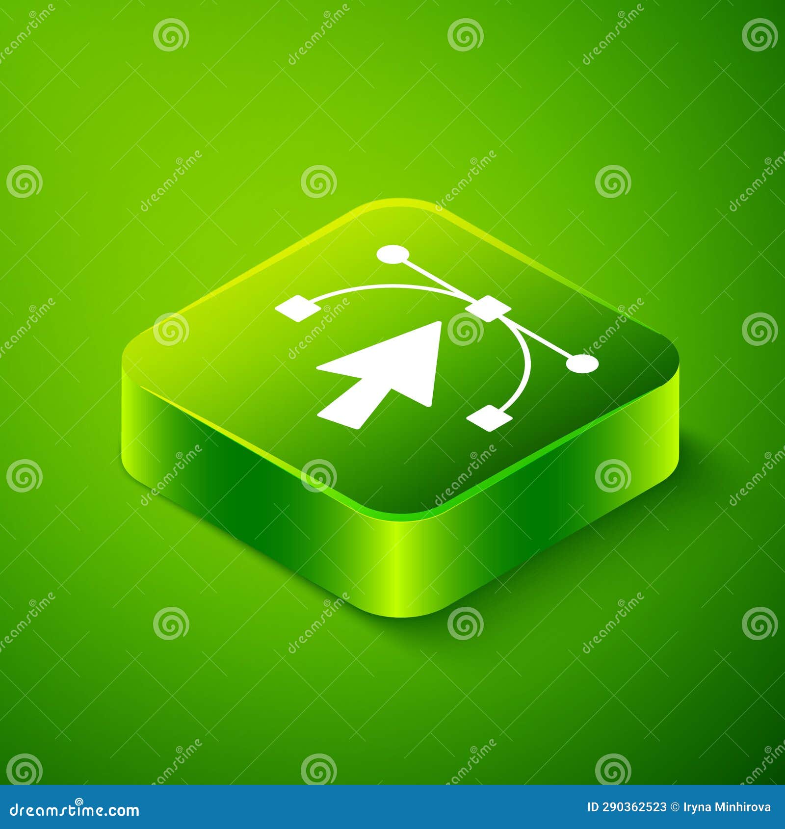 Isometric Bezier Curve Icon Isolated on Green Background. Pen Tool Icon ...