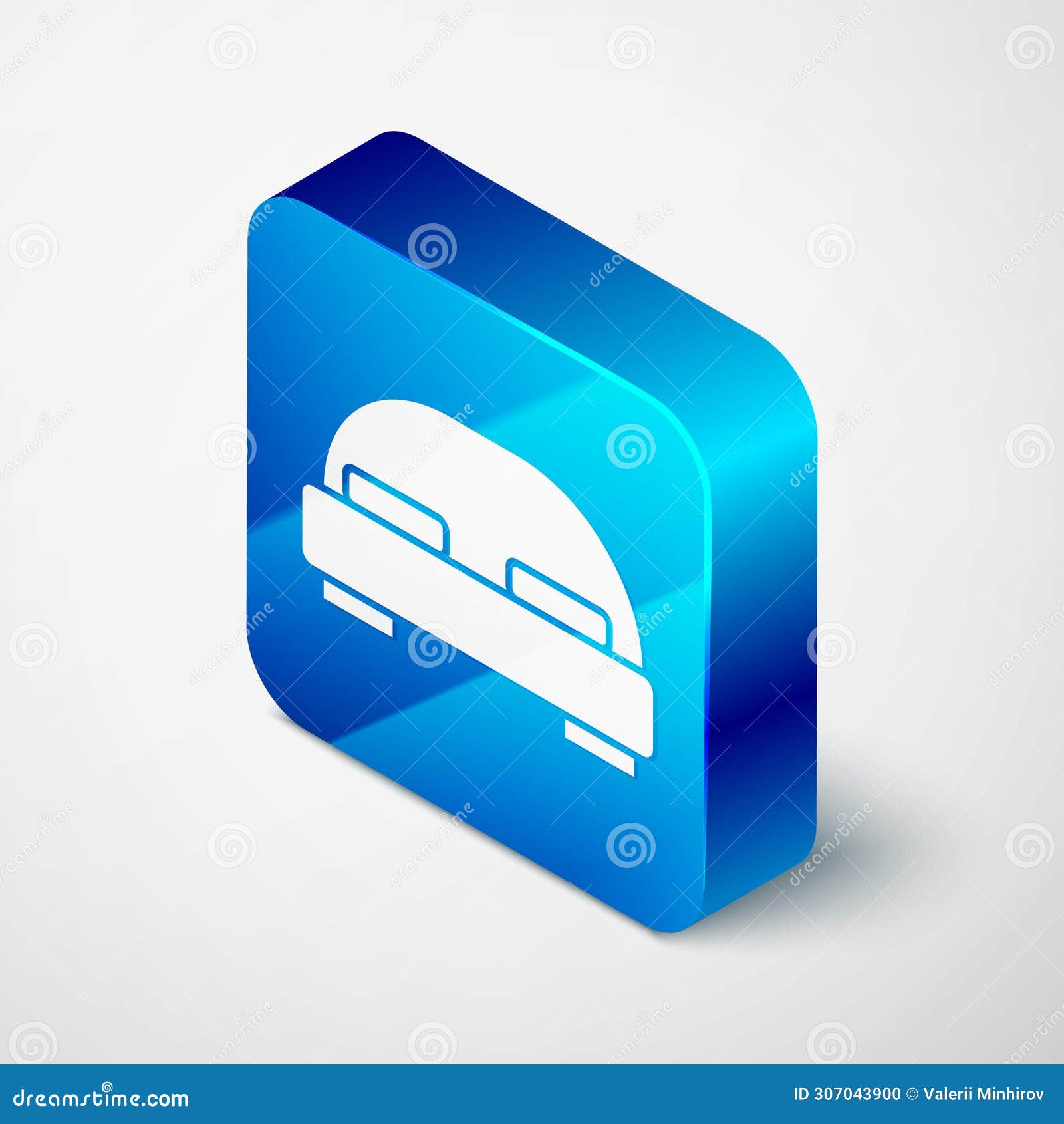 Isometric Big Bed for Two or One Person Icon Isolated on Grey ...