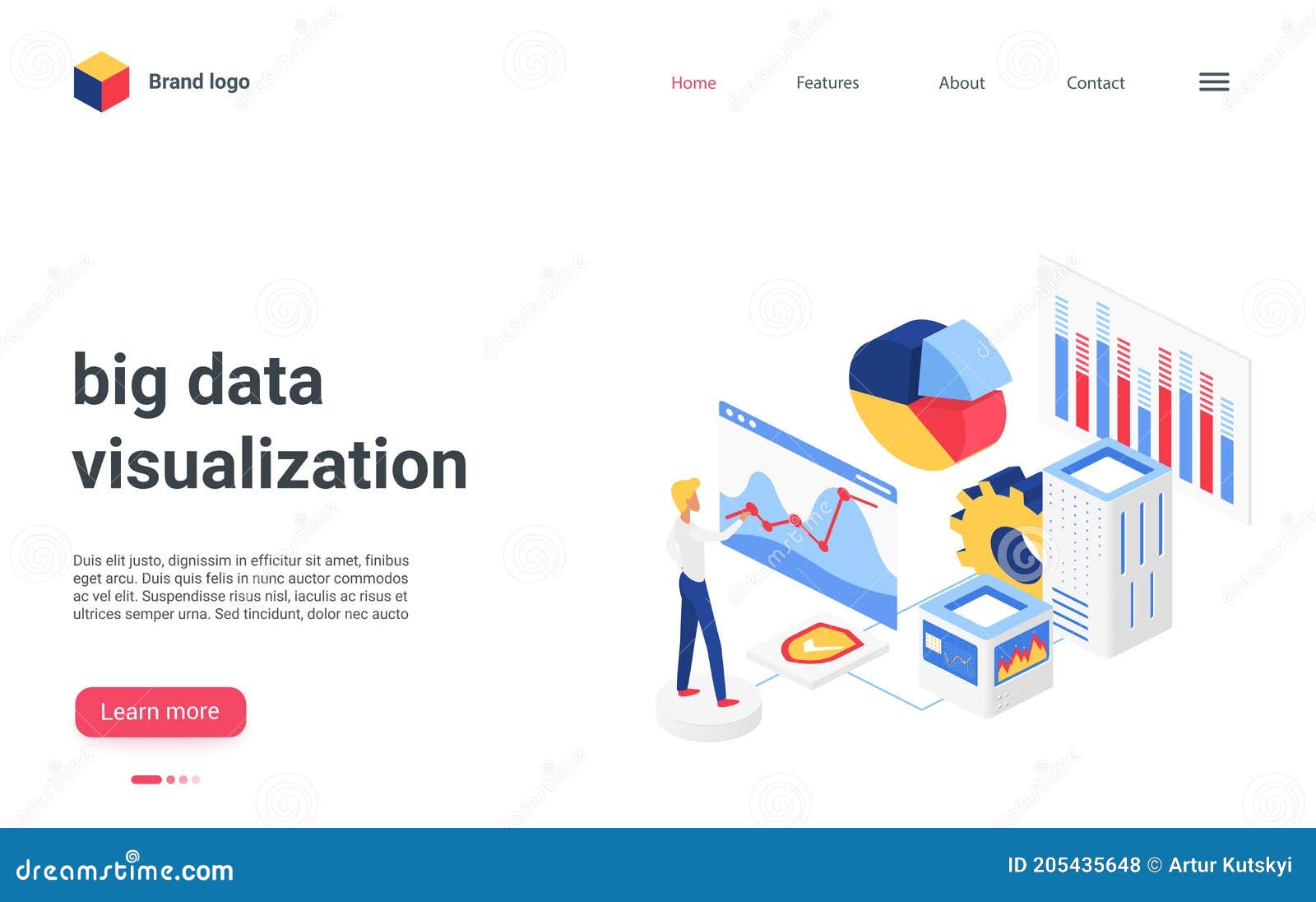 Isometric Big Data Analysis Visualization Landing Page, Analyzing ...