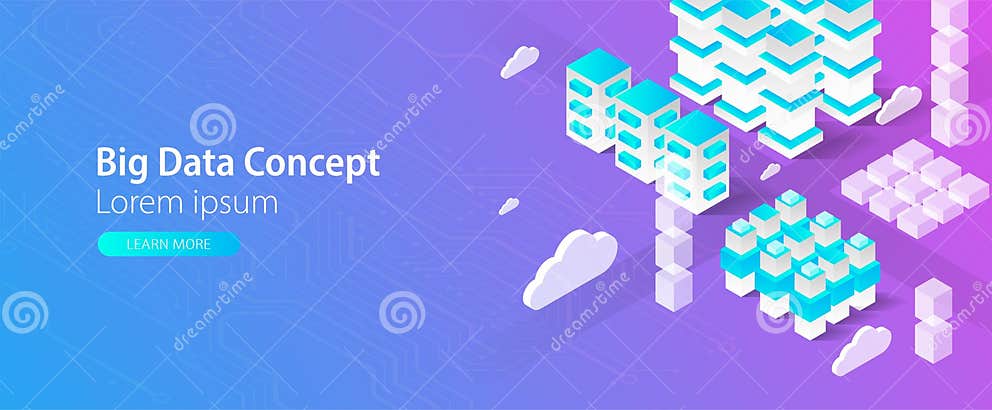 Isometric Big Data Flow Processing Concept, Cloud Database. Abstract Technology Background Stock ...
