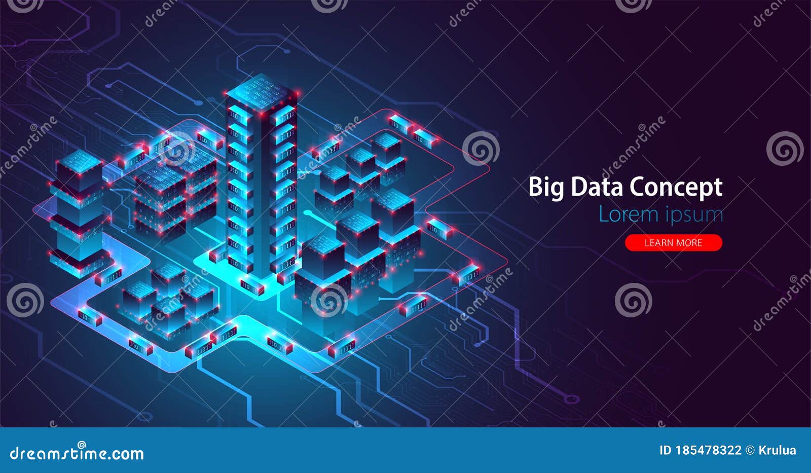 Isometric Big Data Flow Processing Concept, Database. Abstract Technology Background Stock ...