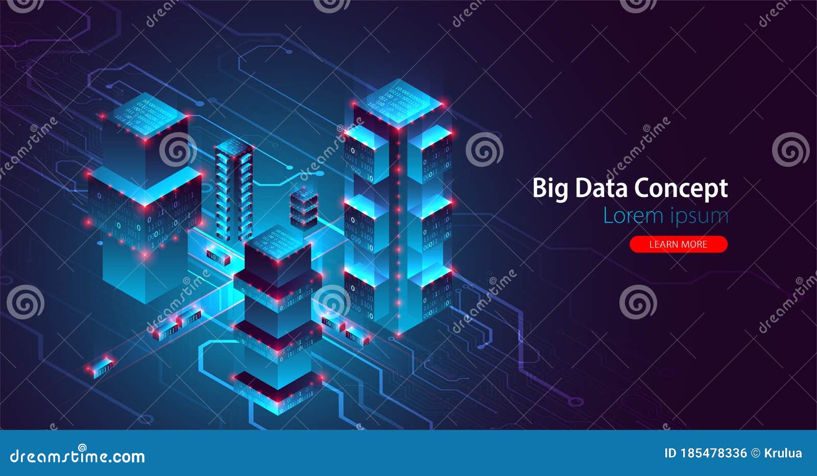 Isometric Big Data Flow Processing Concept, Database. Abstract Technology Background Stock ...