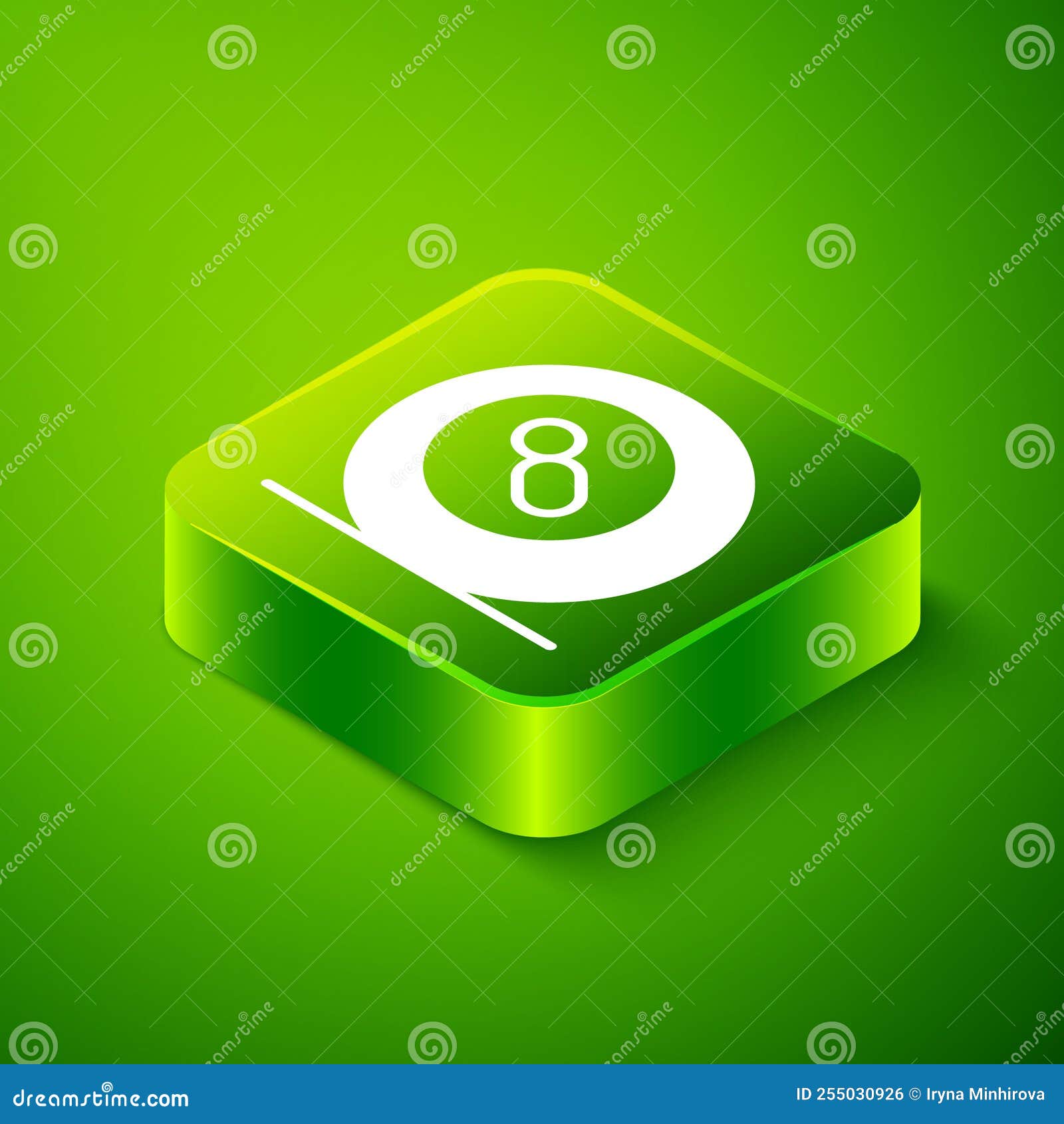 Isometric Billiard Pool Snooker Ball with Number 8 Icon Isolated on ...