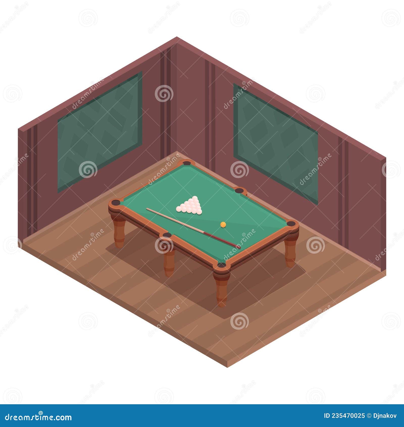 Isometric Billiard Room Interior Stock Vector - Illustration of table ...