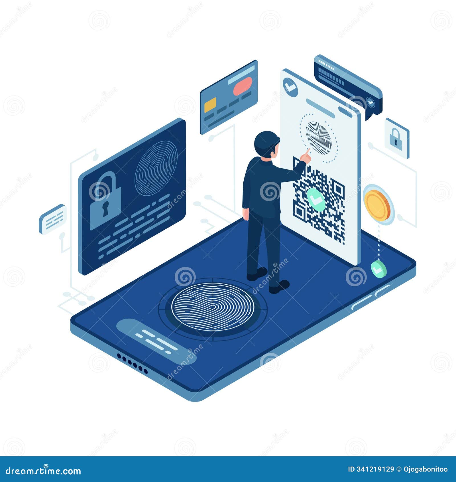 Isometric Biometric Authorization Infographic Template Vector ...