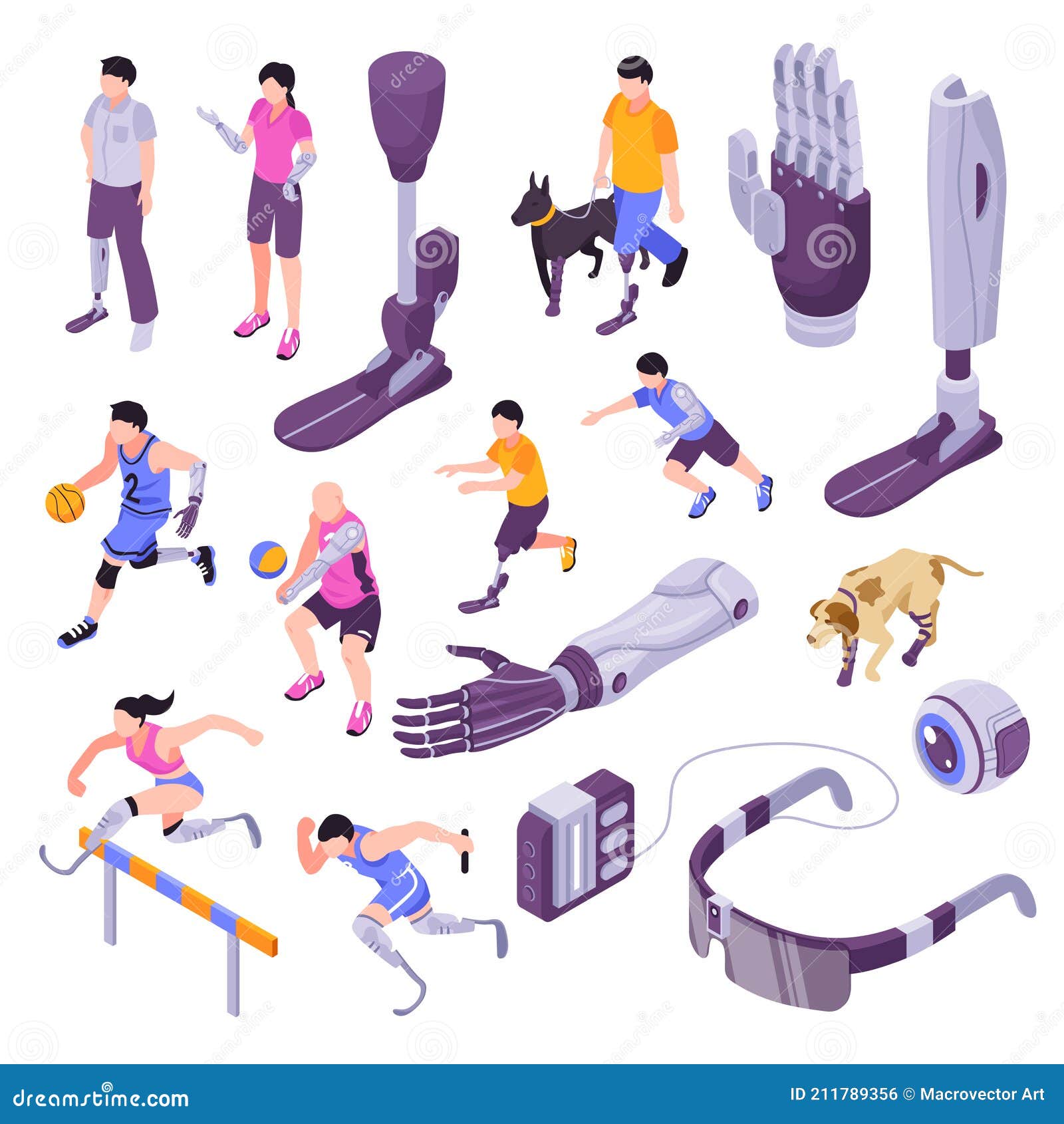 Bionic Prothesis Cartoon Icons Set Vector Illustration | CartoonDealer ...