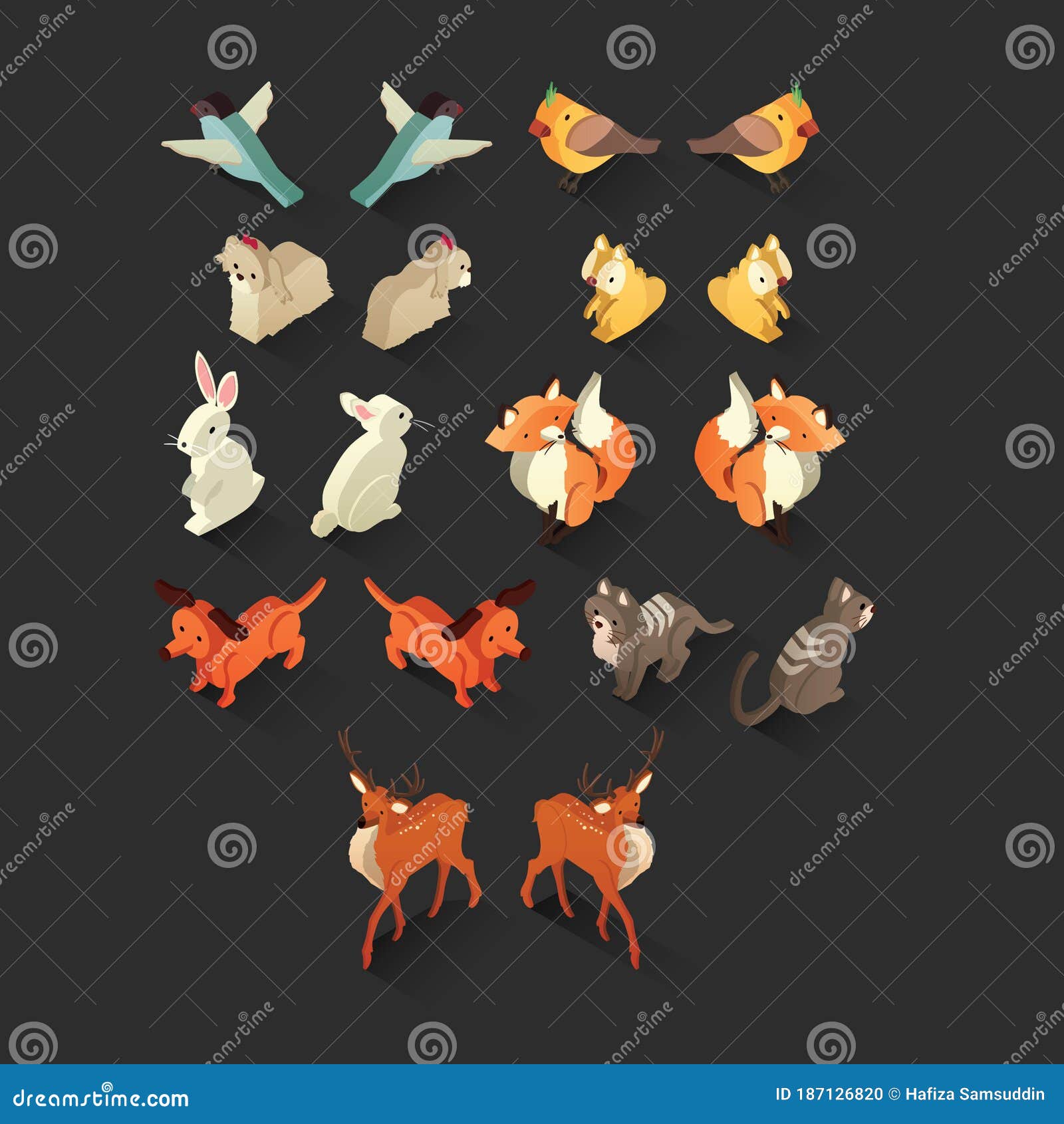 Isometric Birds and Animals Set. Vector Illustration Decorative Design ...