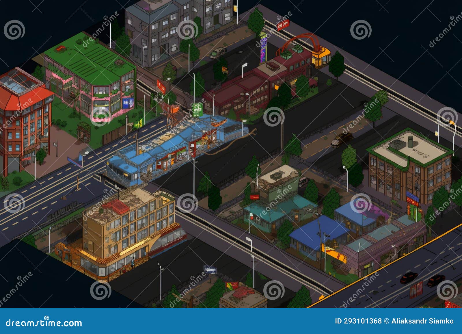 Isometric 16-bit Pixel Graphics - City Streets Stock Photo - Image of ...