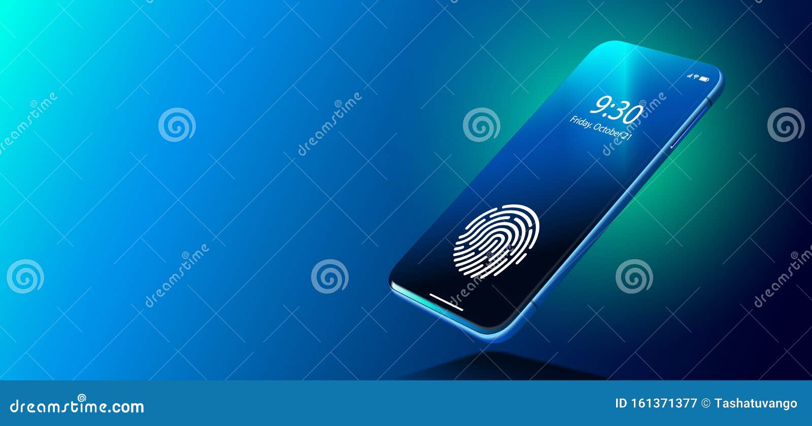 Fingerprint Scanner on Phone Screen. Biometric Identification and ...