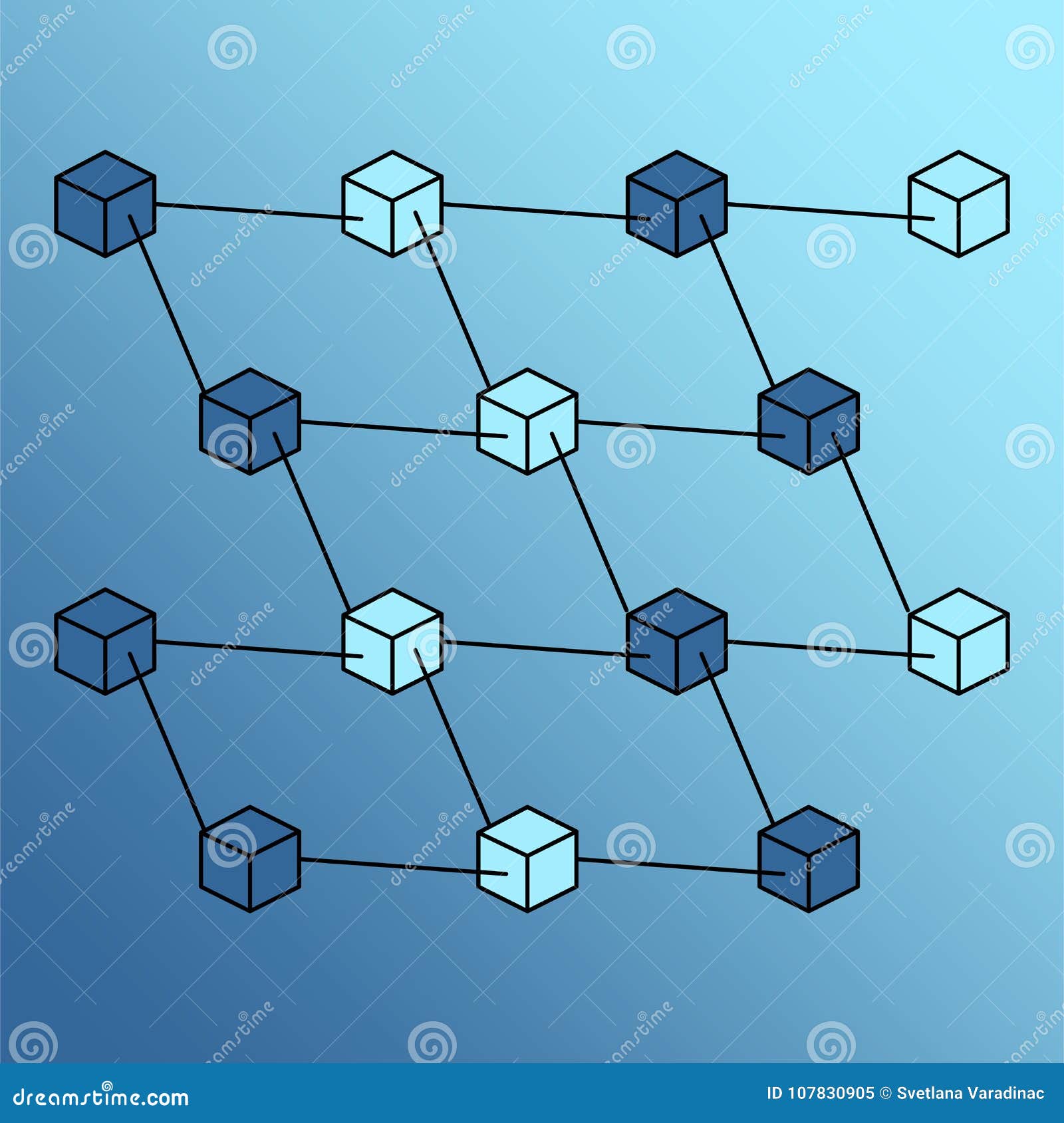 Isometric Block Chain Networking Vector. Stock Vector - Illustration of ...