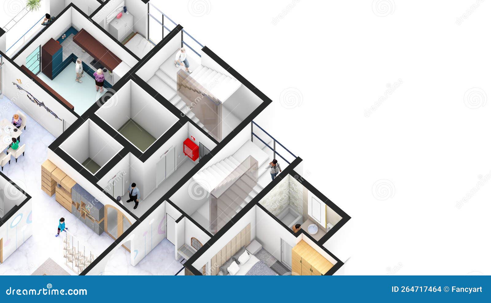 Isometric Blow Up of an Apartment Interior with Copyspace Stock ...