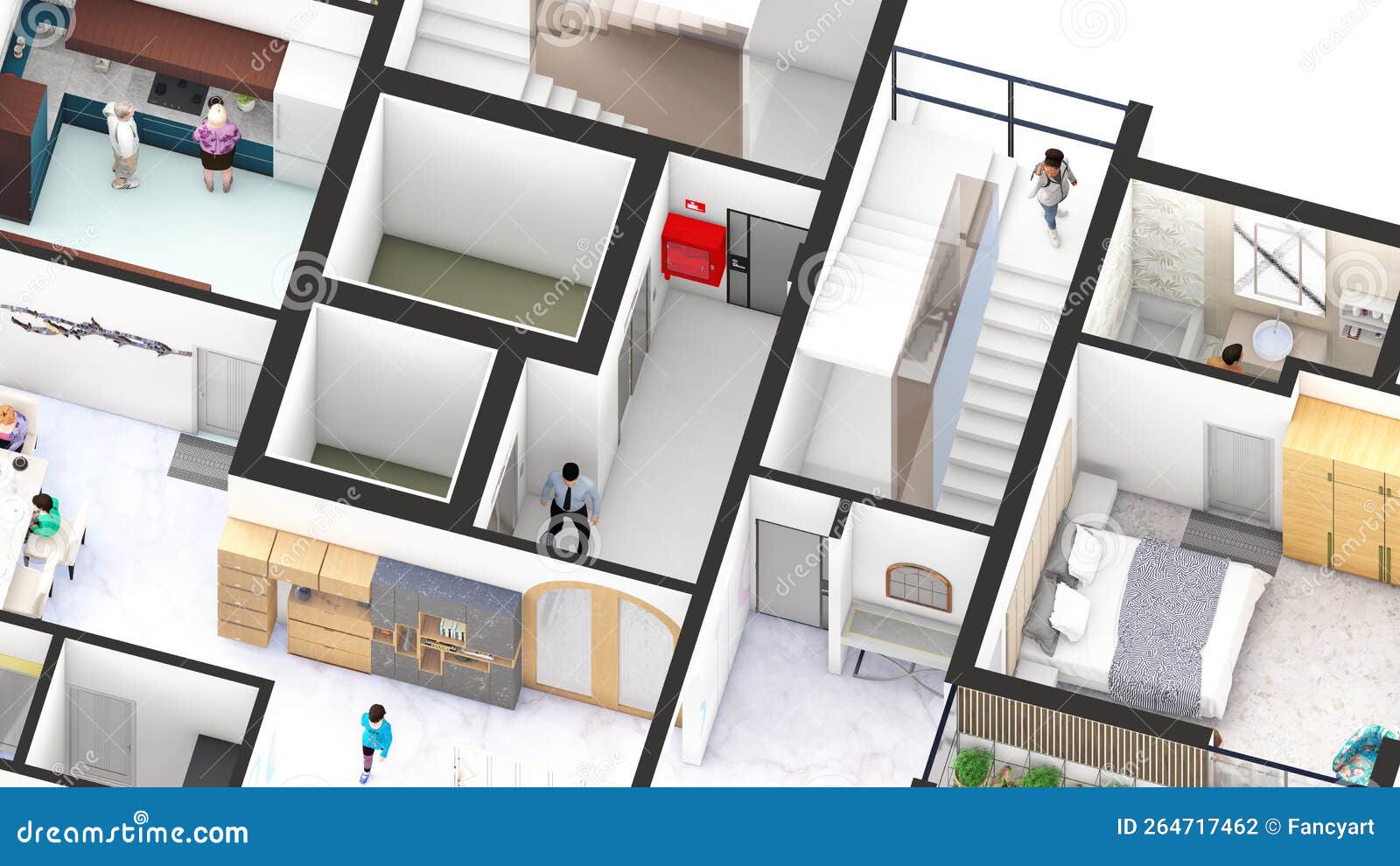 Isometric Blow Up of an Apartment Interior Showing Vertical ...