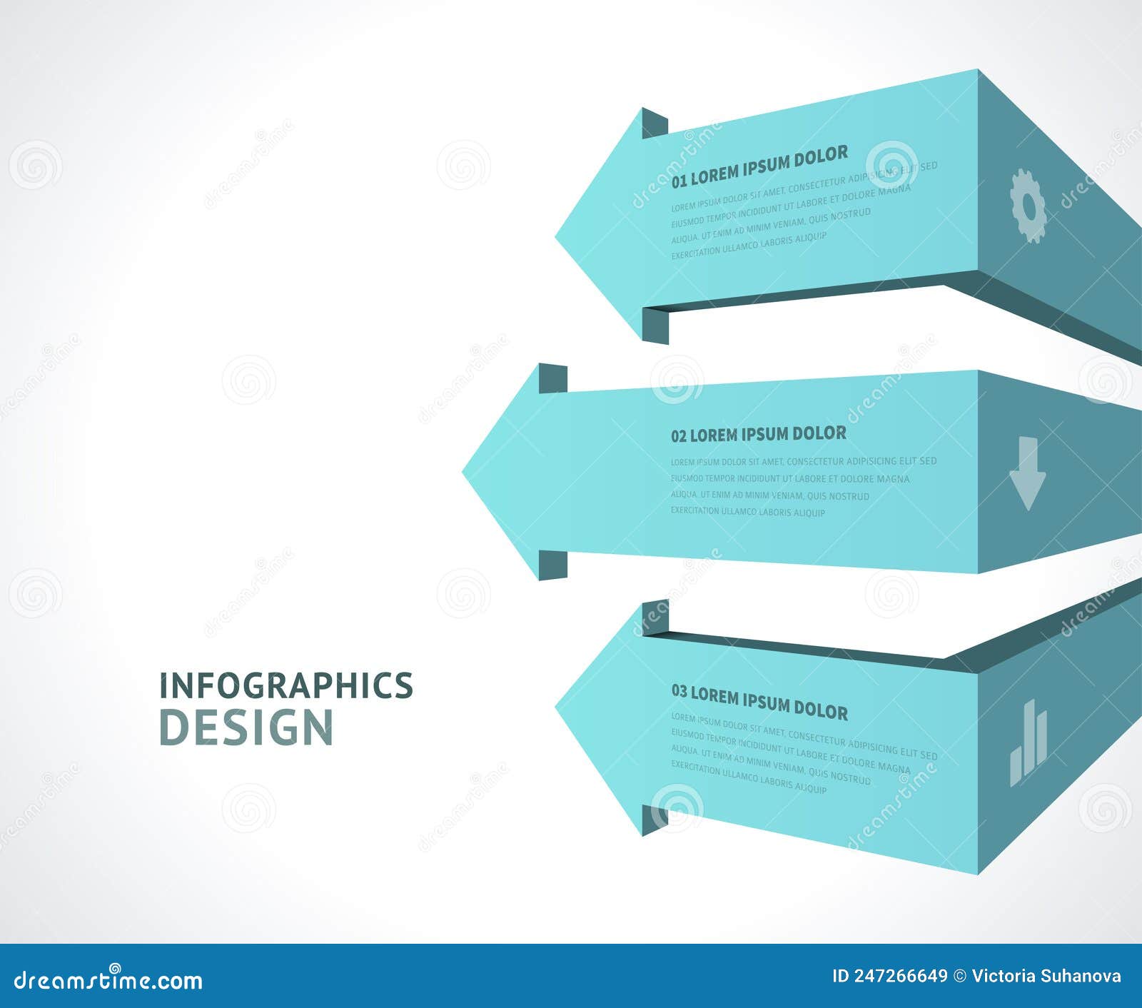 Isometric Blue Angled Arrows Infographics Scheme Design Steps Option ...