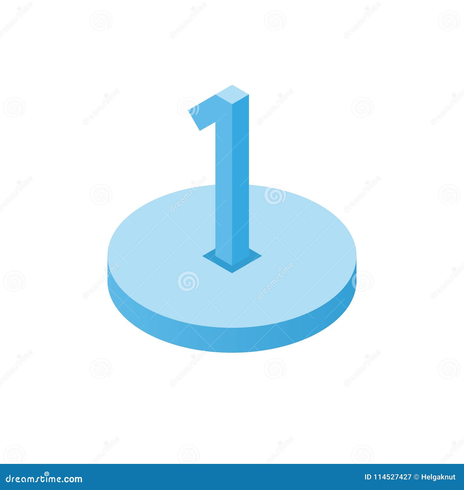 Isometric Blue One Icon on Disk, 3d Character Stock Illustration ...