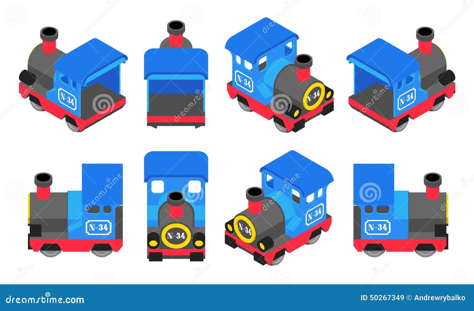 Isometric Blue Train stock vector. Illustration of travel - 50267349