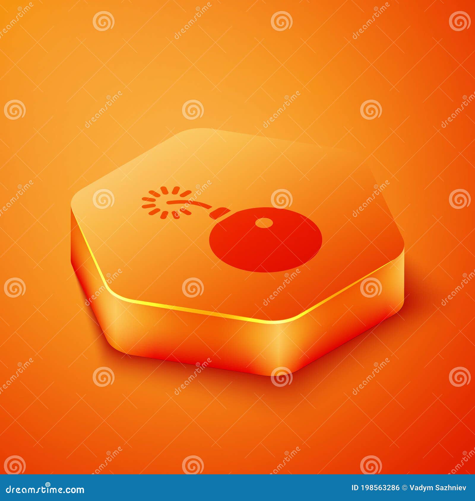 Isometric Bomb Ready To Explode Icon Isolated on Orange Background ...