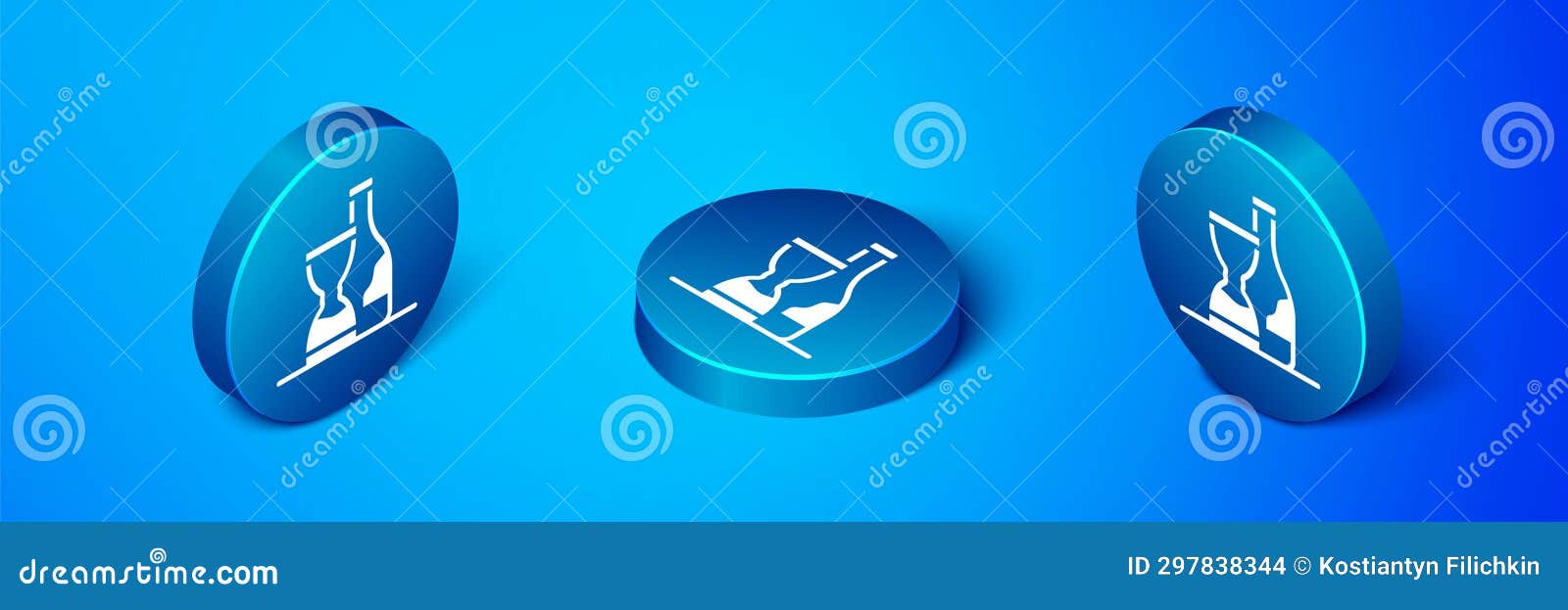 Isometric Bottle of Wine Icon Isolated on Blue Background. Wine Aging ...