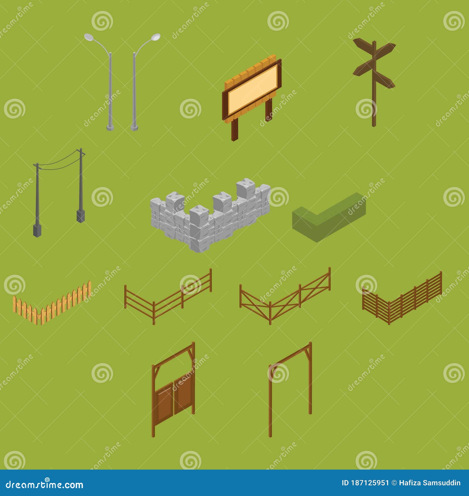 Isometric Boundaries and Poles. Vector Illustration Decorative Design ...