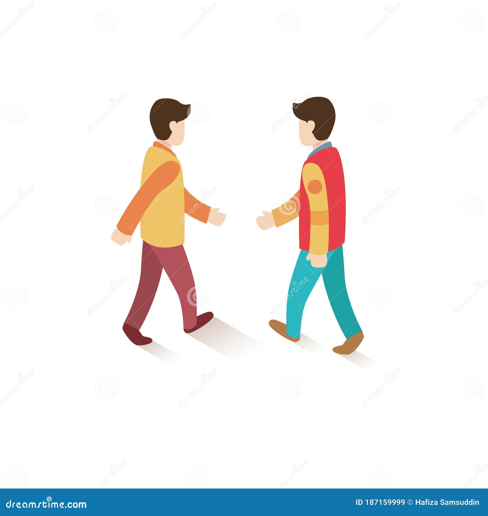 Isometric Boys Walking. Vector Illustration Decorative Design Stock ...