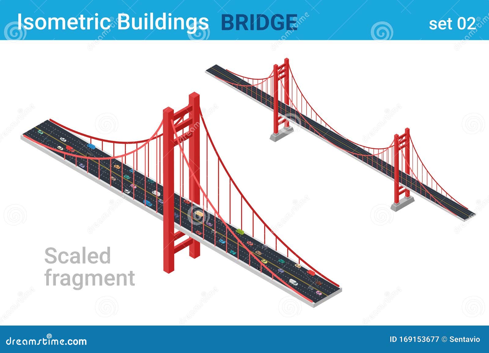 Isometric Bridge Flat Vector Collection Stock Vector - Illustration of ...