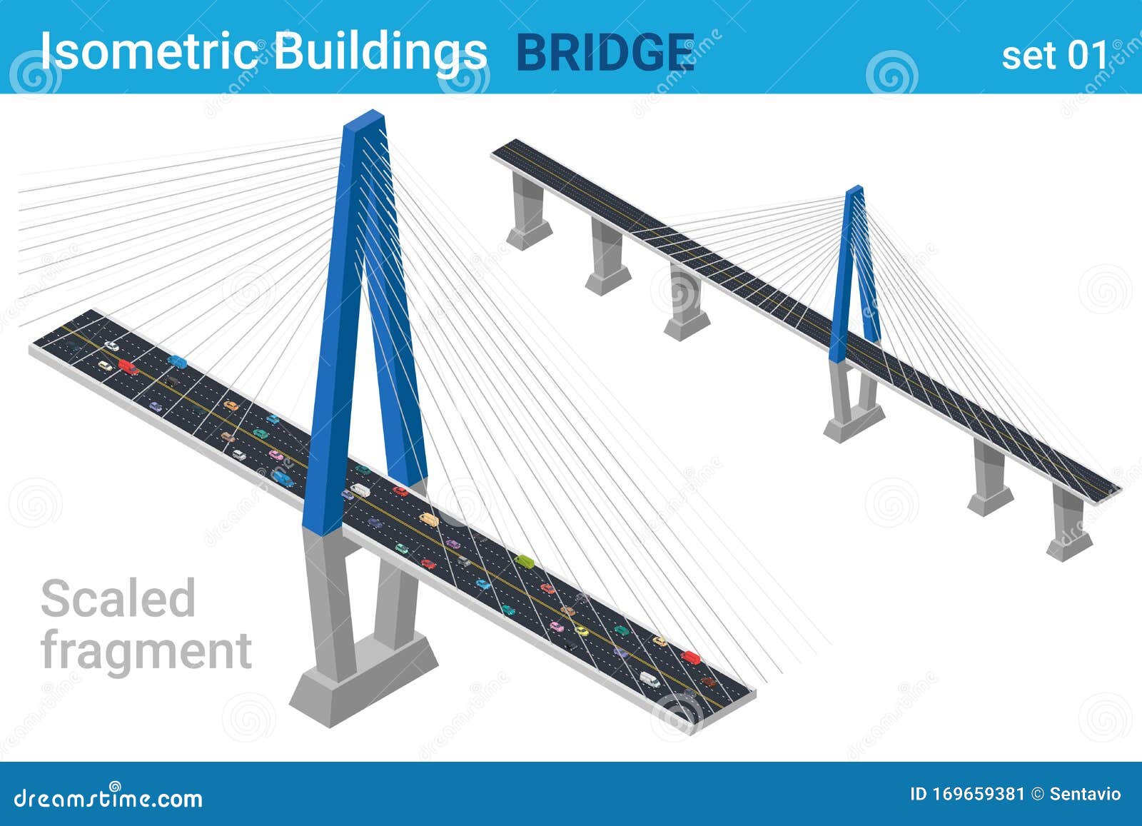 Isometric Bridge Flat Vector Collection Stock Vector - Illustration of ...