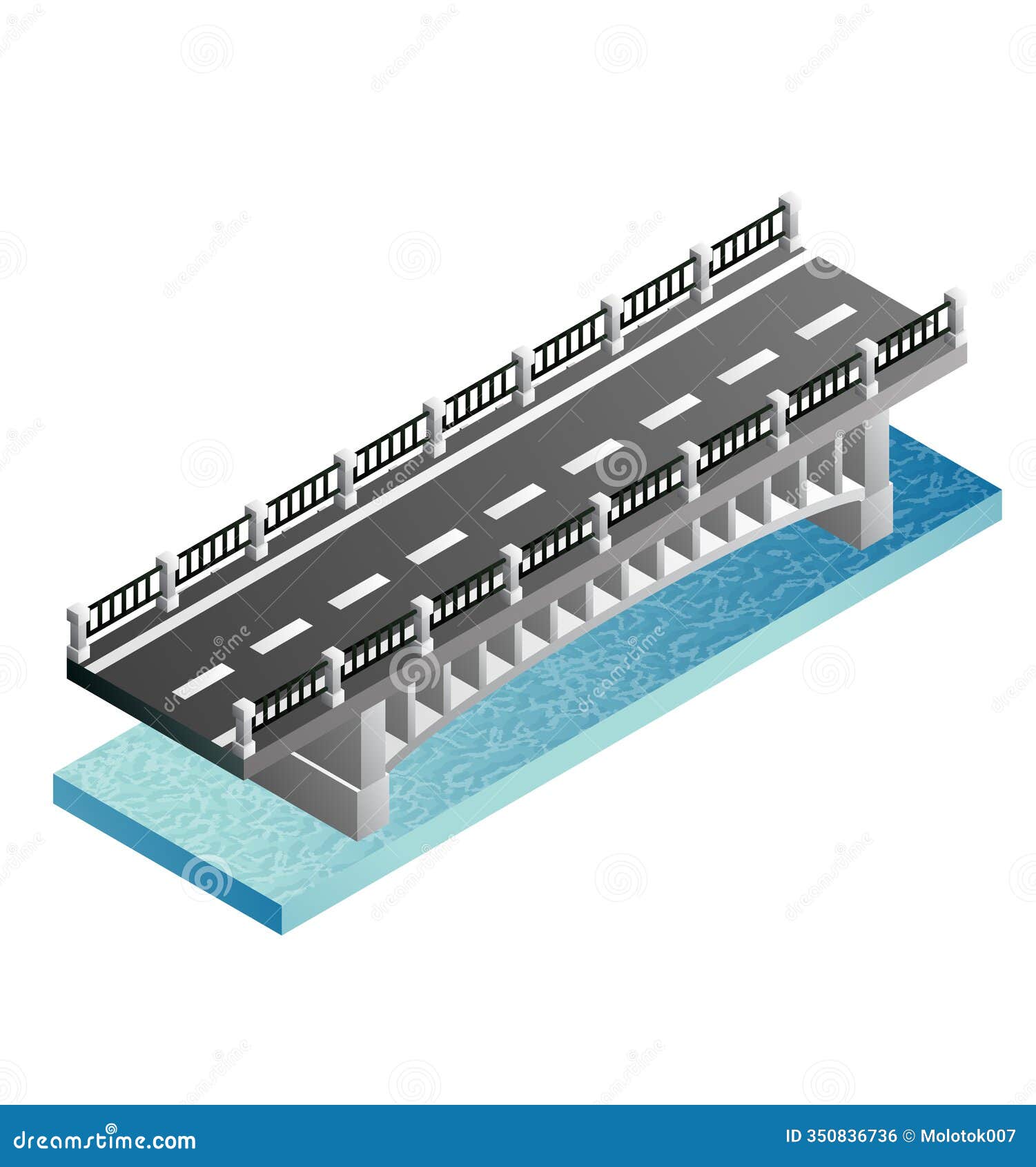 Isometric Bridge with Water. Road Icon. Urban Infrastructure. Highway ...